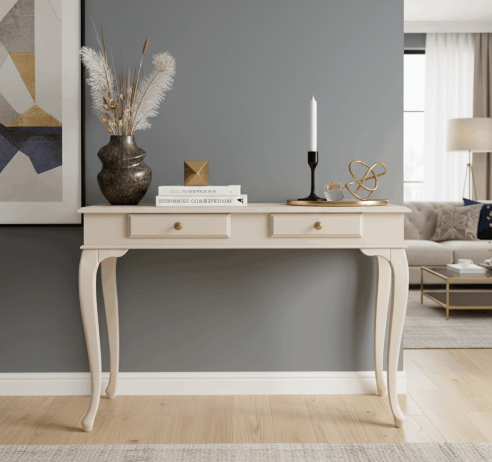 Wooding Mobilya 110 Cm Masif Lükens Krem Çalışma Masası – Wooding Mobilya