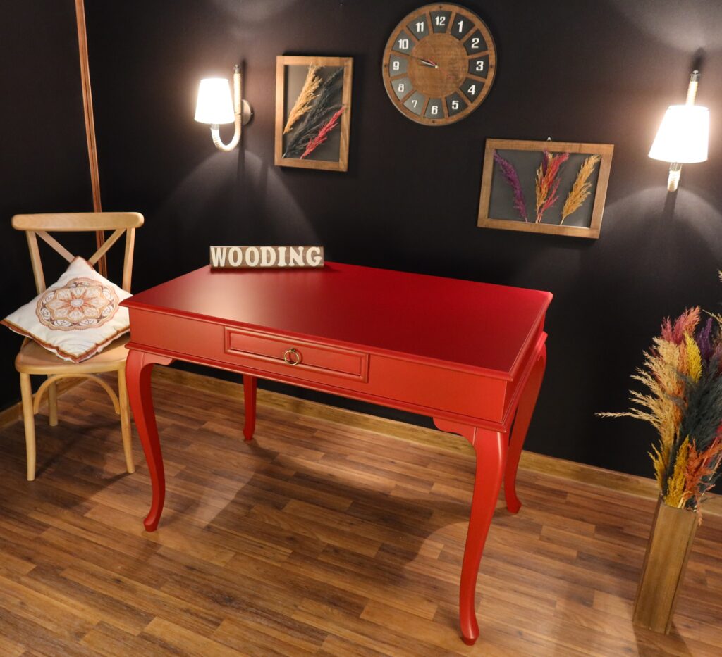 Wooding Mobilya 110 Cm Çekmeceli Masif Kırmızı Çalışma Masası – Wooding ...